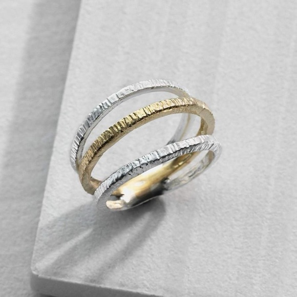 Silpada | Jewelry | Silpadamixed Layers Two Tone Silver And Gold Triple Stack Ring 925 | Poshmark